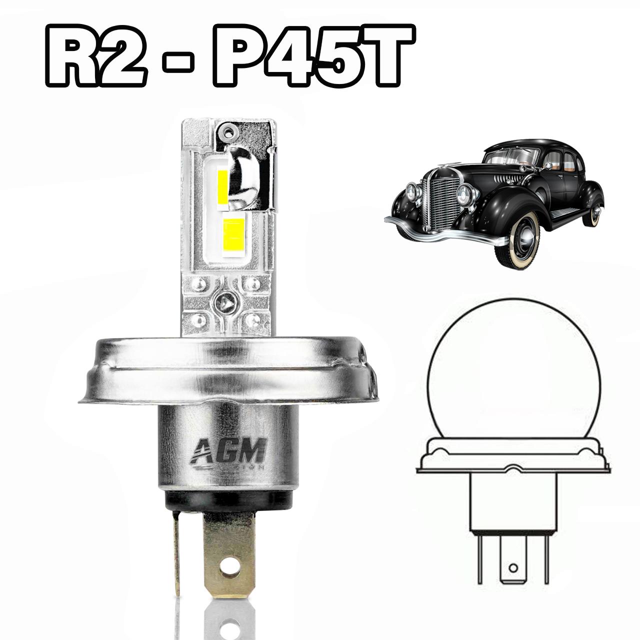 Ampoule LED R2 P45T, 6V, 12V - Vintage