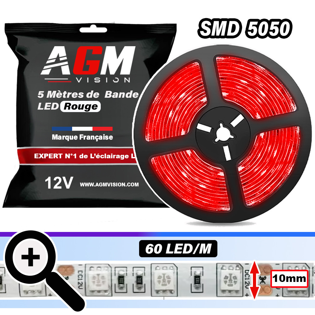 5050 LED-strip, kleur naar keuze, rood, blauw, groen, paars, 1cm breed ...