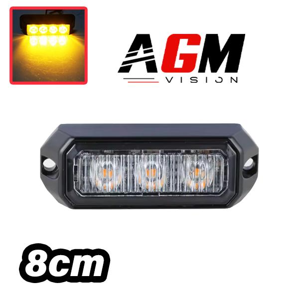 Feu de pénétration 3 LED stroboscopique puissant orange 8 cm