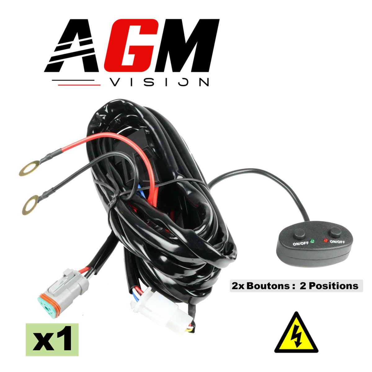 Wiring harness, 1x 3-pin socket, 2 switches, for high power LED ...