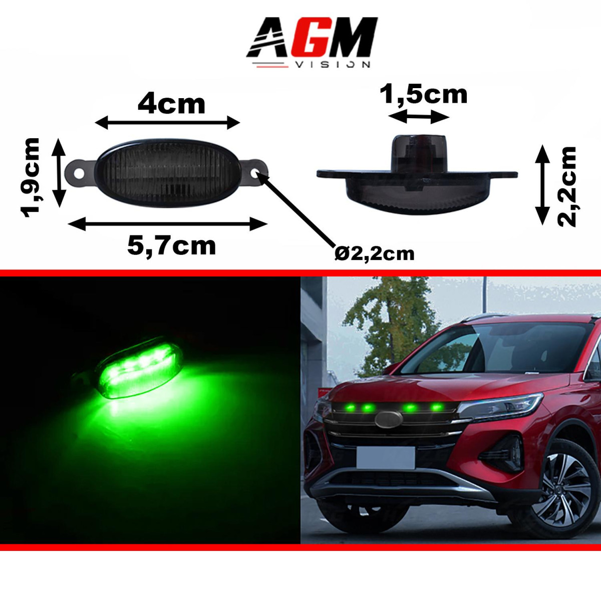 Pack of 4 Multicolor Smoke LED Night Lights with Screw for Grille