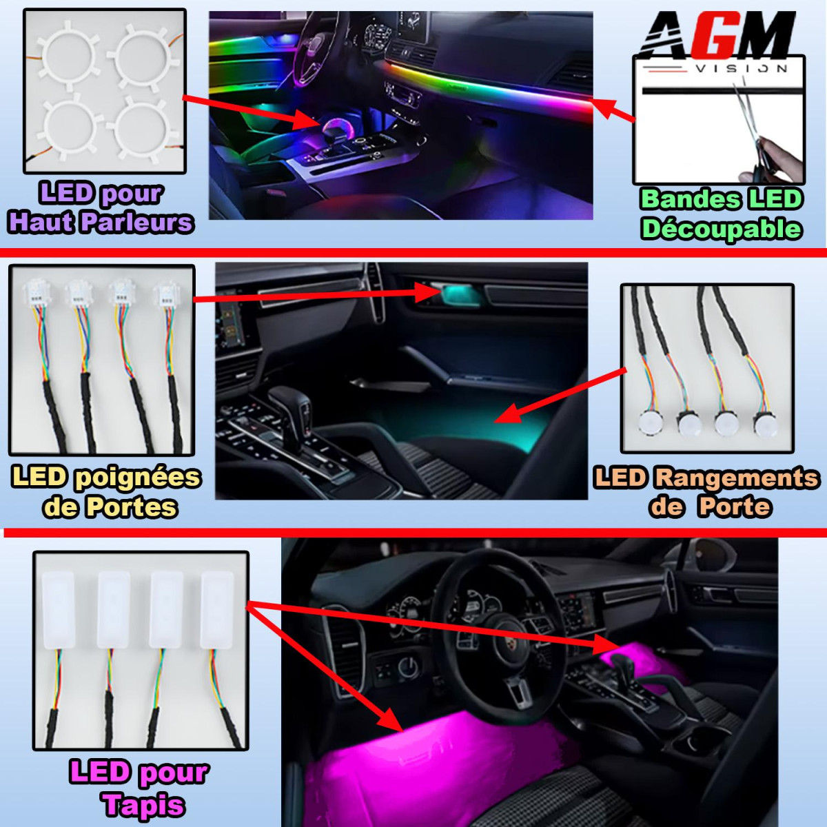 Maxi Interior LED RGB Extra-Fine Kit – Dashboard, doors, mats ...
