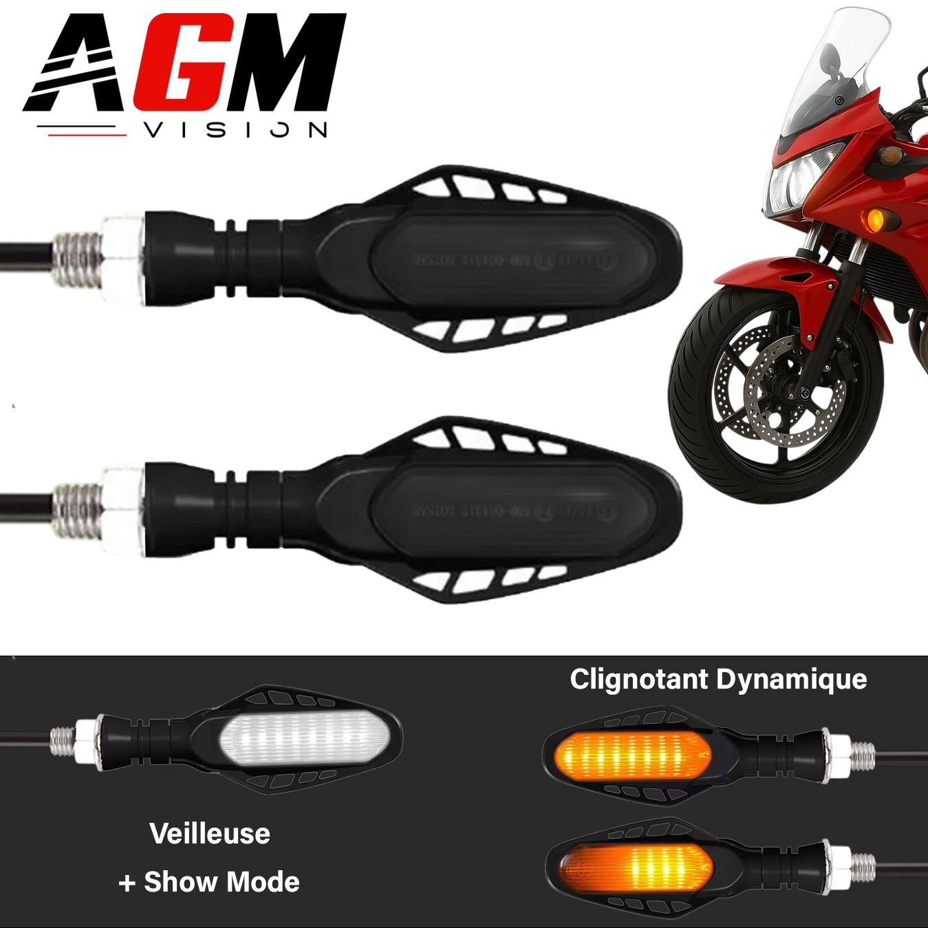 Kit 2 Clignotants Moto LED AERODARK 2 en 1 - Clignotant Dynamique + Feu ...