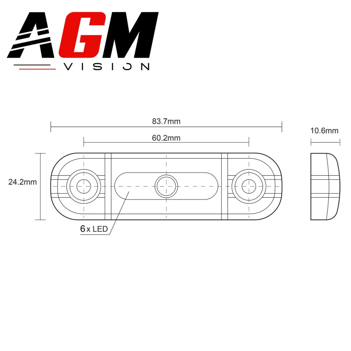 LED DARK SMOKE marker light (red) - 8 cm